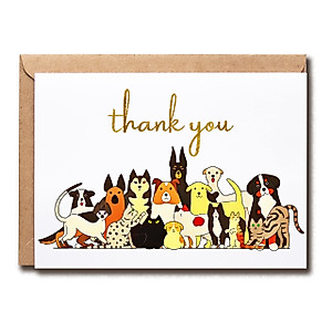 NTVShop Dog And Cat Thank You Cards - Dog Card - Cat Card - Thank You Card - Greeting Card - Happy Card - Dog Lovers Card - Cat Lovers Card