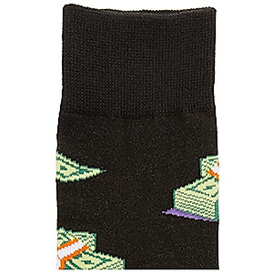 K. Bell Socks Men's Pop Culture Slapstick Fun Novelty Crew Socks, Stacks (Black), Shoe Size: 6-12 (KBMF20H023-01)