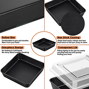 TeamFar Square Baking Pan, 8Inch Cake Pan with Lid with Stainless Steel Core & Nonstick Coating, for Baking Roasting, Nontoxic - (1 Pan + 1 Lid)