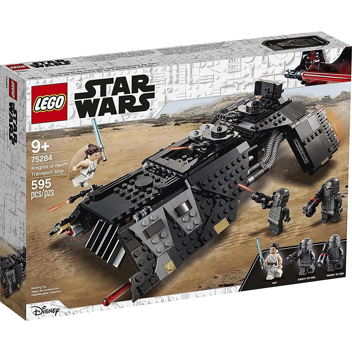 LEGO Star Wars: The Rise of Skywalker Knights of Ren Transport Ship 75284 Spacecraft Set, Features Knights of Ren and Rey Minifigures to Role-Play Star Wars Missions (595 Pieces)
