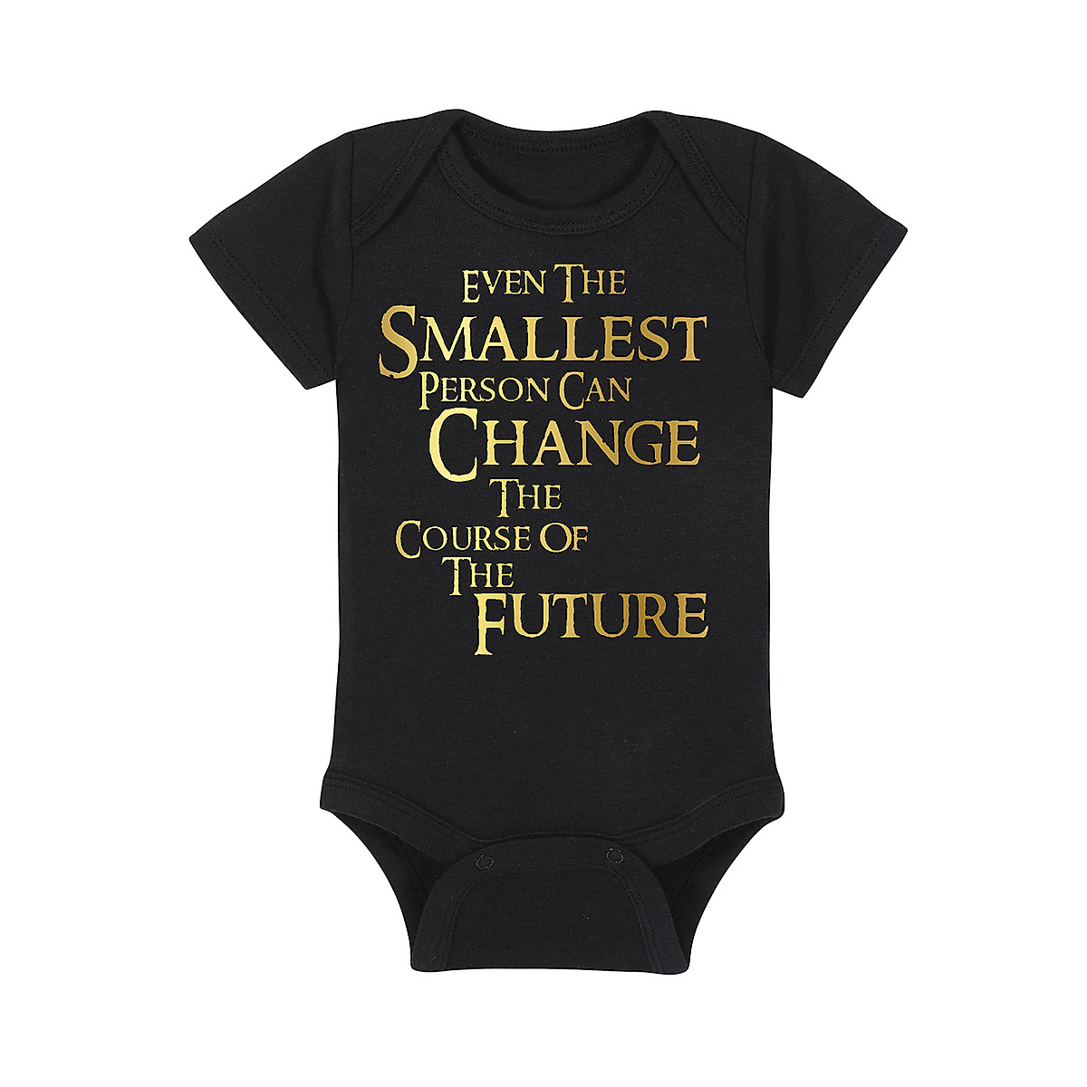Fantasy Movie Baby Onesie - Even The Smallest Person Can Change The Course Of The Furture (12-18 Month - Pink Fabric - Black Design)