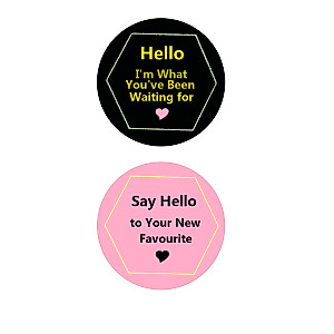 2" Round Black Hello, I'm What You've Been Waiting for Stickers,Say Hello to Your New Favourite Stickers - Pink Business Thank You Stickers, Shipping Stickers 500 Total Labels