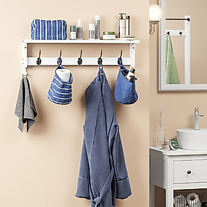 AMBIRD Coat Rack Wall Mount with Shelf, 28.9 Inches Coat Hooks Wall Mounted with 5 Hooks, Hat Wall Hooks for Hanging in Entryway, Living Room, Bathroom, Bedroom (White, 28.9 * 4.5 inches)