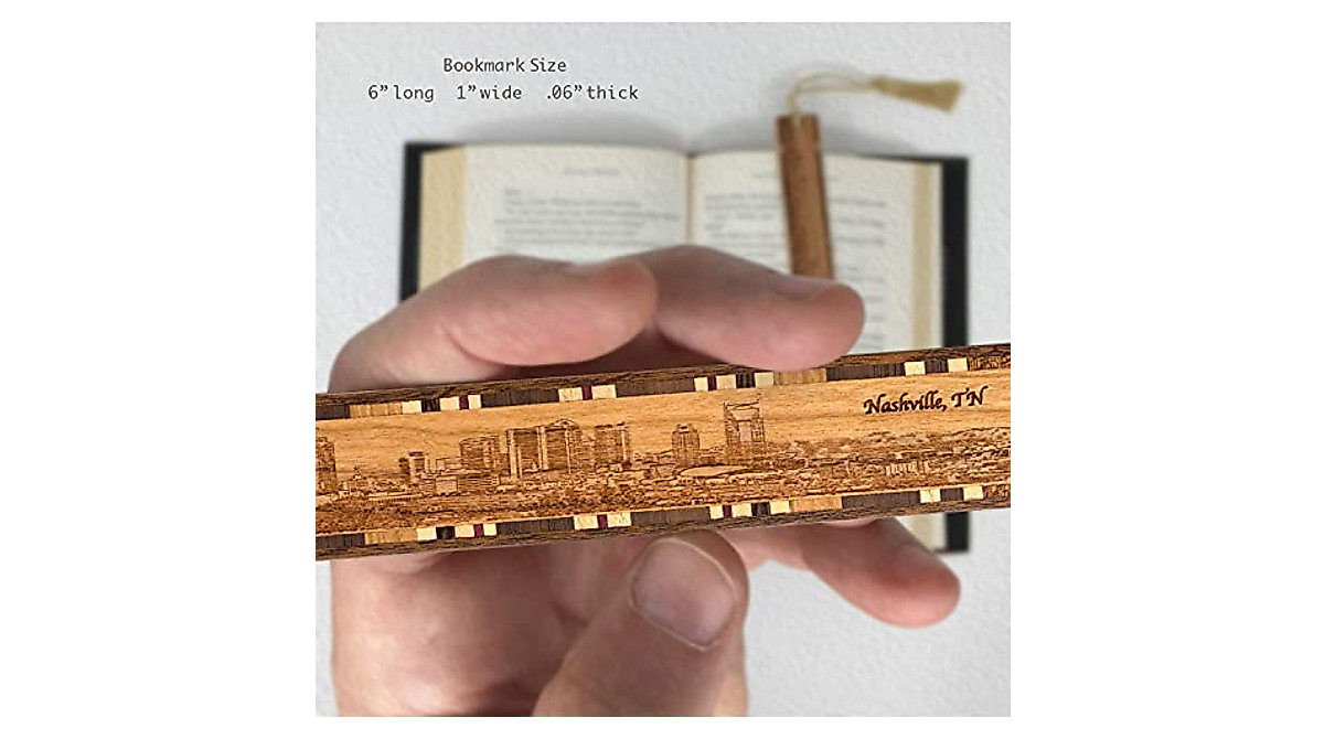 Personalized Nashville Skyline Wooden Bookmark | Handmade in USA