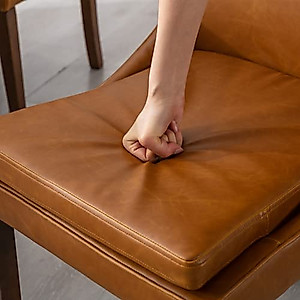 chairus Dining Chairs Set of 2 PU Leather Dining Room Chairs Modern Side Chair with Brown Wood Legs Comfy Upholstered Chair for Kitchen Lving Room Bedroom, Brown