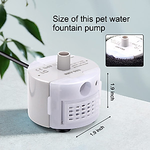 Cat Water Fountain Pump for 3.2L/108oz Stainless Steel Cat Water Fountain and 67oz/2L Stainless Steel Cat Fountain, Petilog Pet Fountain Pump, Ultra Quiet Cat Fountain Pump