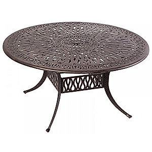 Mandalay Outdoor Patio 7pc Dining Table Dark Bronze Color Cast Aluminum (Walnut)