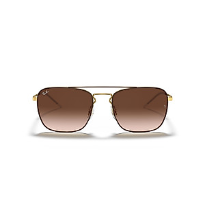 Ray-Ban RB3588 Square Sunglasses, Brown On Gold/Brown Gradient Dark Brown, 55 mm