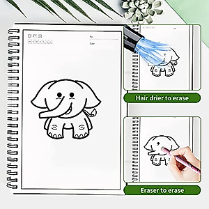 Reusable Smart Erasable Notebook, Six Star Online Wirebound-Notebooks with Cloud Storage for Office Workers, Teachers, Students, 1 Erasable Pen & 1 Colorful Tabs Included(8.5" x 5.8")