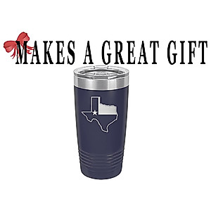 Rogue River Tactical Funny Texas Flag 20 Oz. Stainless Steel Travel Tumbler Mug Cup w/Lid Vacuum Insulated Hot or Cold (Blue)
