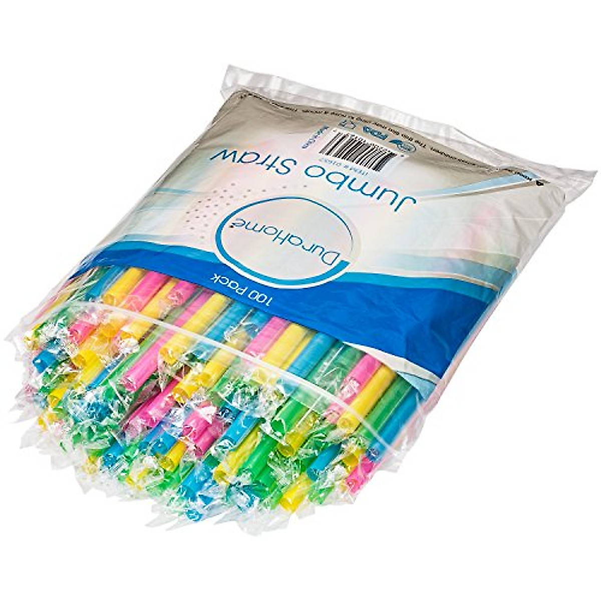 Jumbo Smoothie Straws Extra Wide - Individually Wrapped 100 Pack, BPA Free Milkshake Straw 0.47" Multi Colored Large Disposable For Boba Tea, Extra Durable Thick Restaurant Quality - by DuraHome