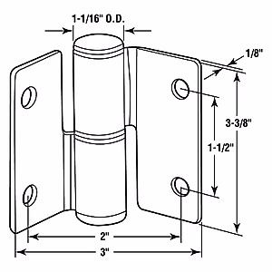 Sentry Supply 658-8237 Surface Mounted Hinge Set, Stainless Steel