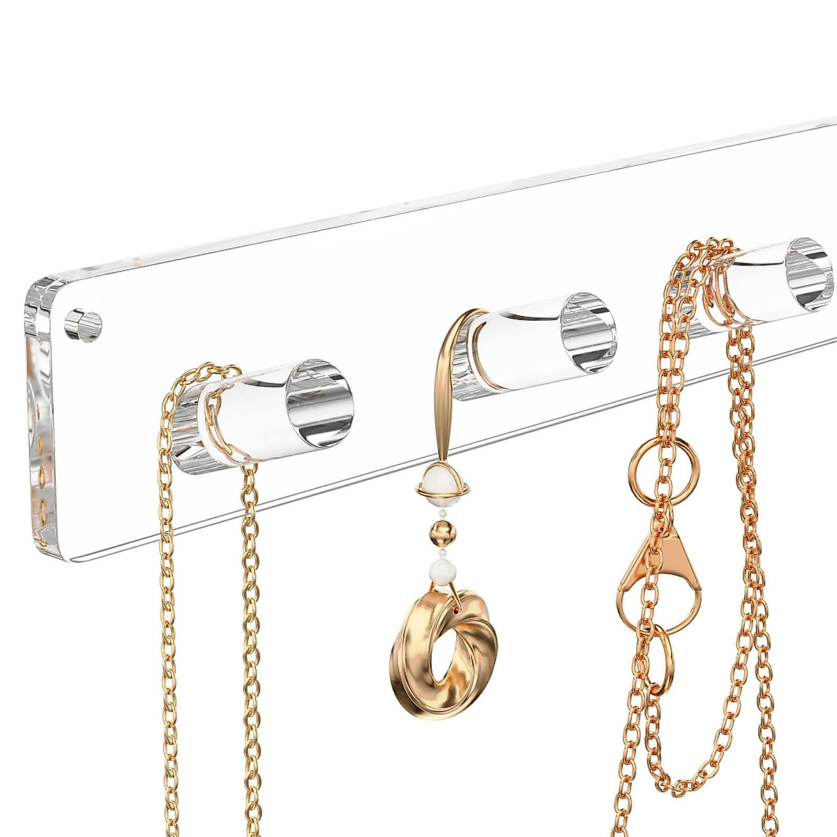 NIUBEE Wall Mounted Necklace Hanger, 4 Pack Acrylic Jewelry Stand Organizer, Bracelets Rings Bangles Display Rack,Best Gift for Girl Women