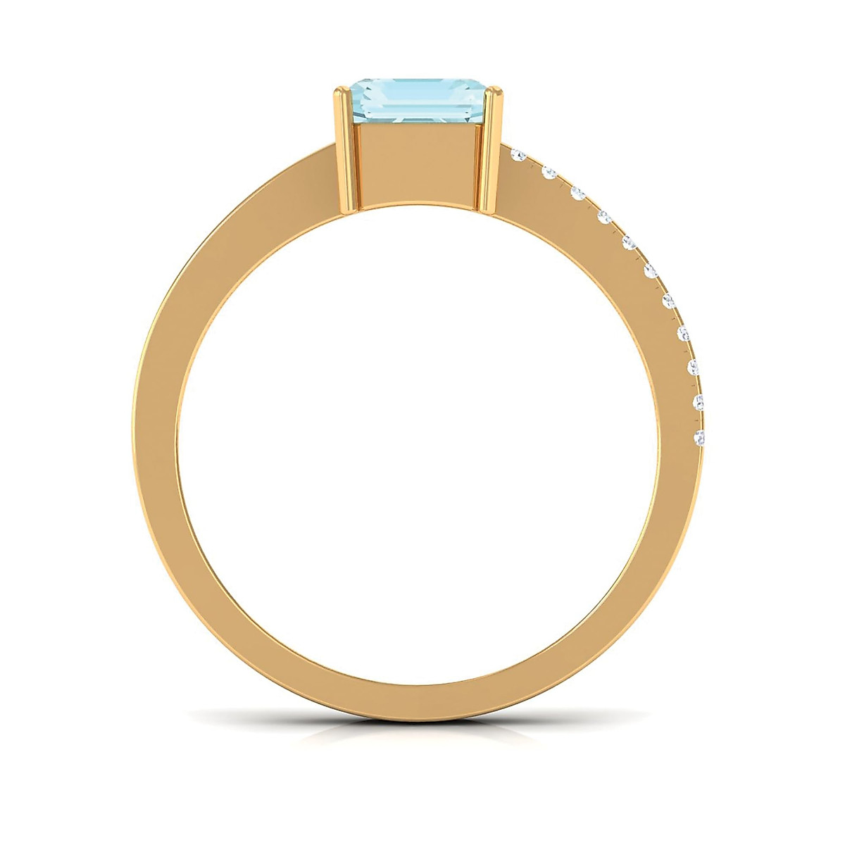 Rosec Jewels Natural Sky Blue Topaz Solitaire Engagement Ring with Diamond | 2.25 CT | AAA Quality, 14K Yellow Gold, Size:US 11.00