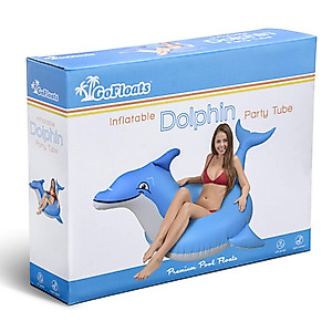 GoFloats Dolphin Pool Float Party Tube - Inflatable Rafts for Adults & Kids