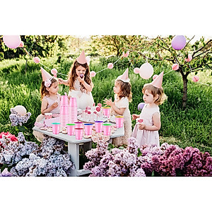 cssopenss 500 pcs pink Plastic Shot Cups pink Plastic Shot Glasses pink shot glasses disposable for drinking Tastings served Snacks Jello Tastings and Samples