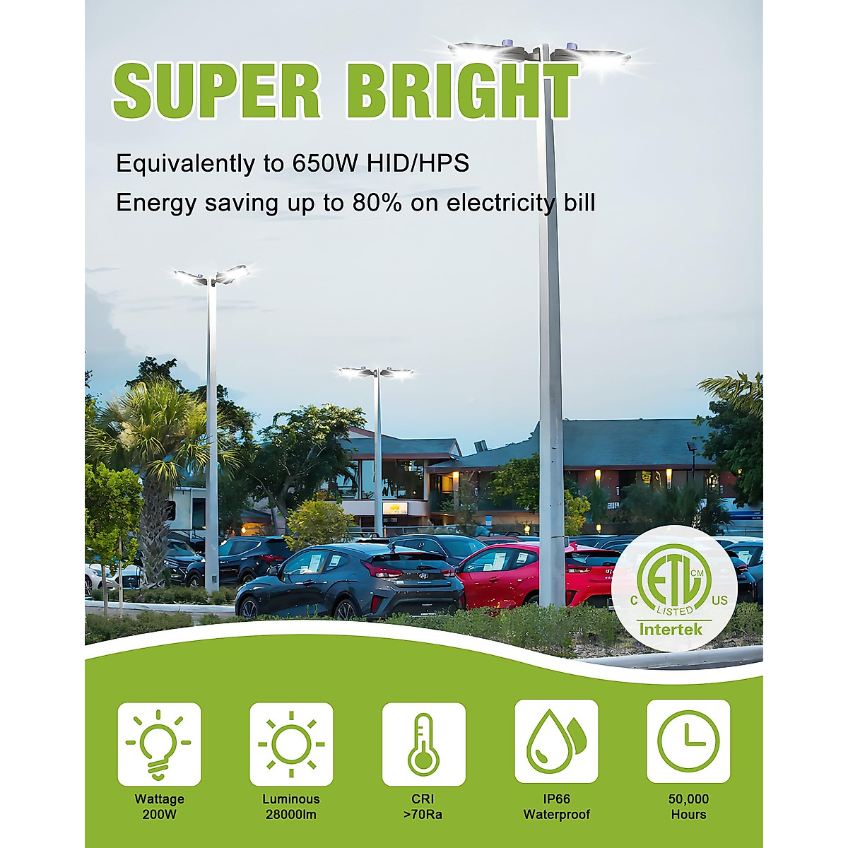 YXL LED Parking Lot Light, 200W LED Shoebox Light with Dusk to Dawn Photocell,28000LM 5000K Daylight Arm Mount, IP65 Waterproof, LED Area Light for Parking Lot Sports Stadium, 3 Pack