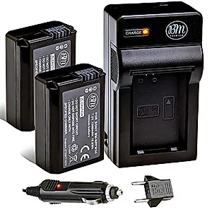 BM Premium 2 NP-FW50 Batteries and Charger for Sony ZV-E10, A6100, A6400, DSC-RX10 IV, DSC-RX10 III, DSCRX10 II, DSC-RX10, Alpha 7, Alpha 7R, a7, a7R, A7s, A7s II, a3000, a5000, a6000, a6300, a6500