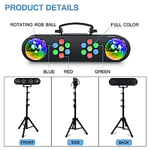 DJ Lights with Stand, Telbum Party Bar Light Set, Mobile Stage Lighting System Sound Activated LED Par Lights, for Move Band Disco Wedding Halloween Christmas (RGB)