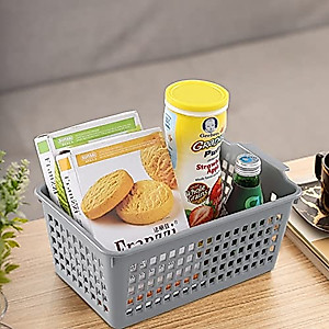 Ggbin 6 Pack Desktop Storage Basket, Plastic Organizer Bin, Gray