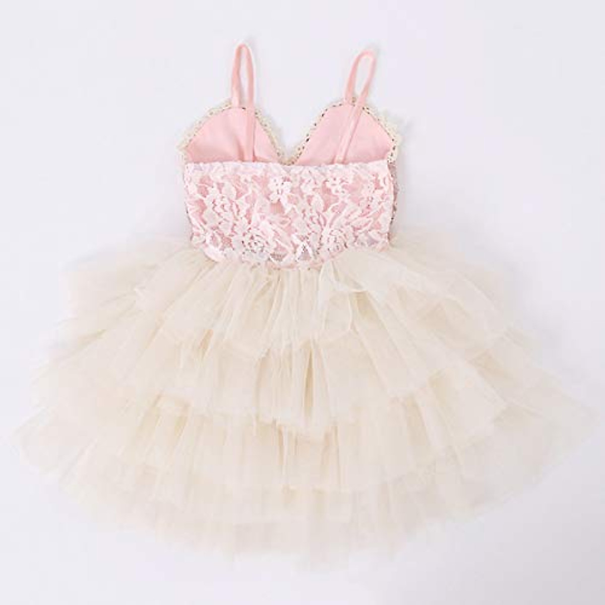 Cilucu Girls Dress Toddler Kids Party Dress Sequin Tutu Pageant Lace Dresses Gown for Flower Girl Baby Rose Gold Off White 3T-4T