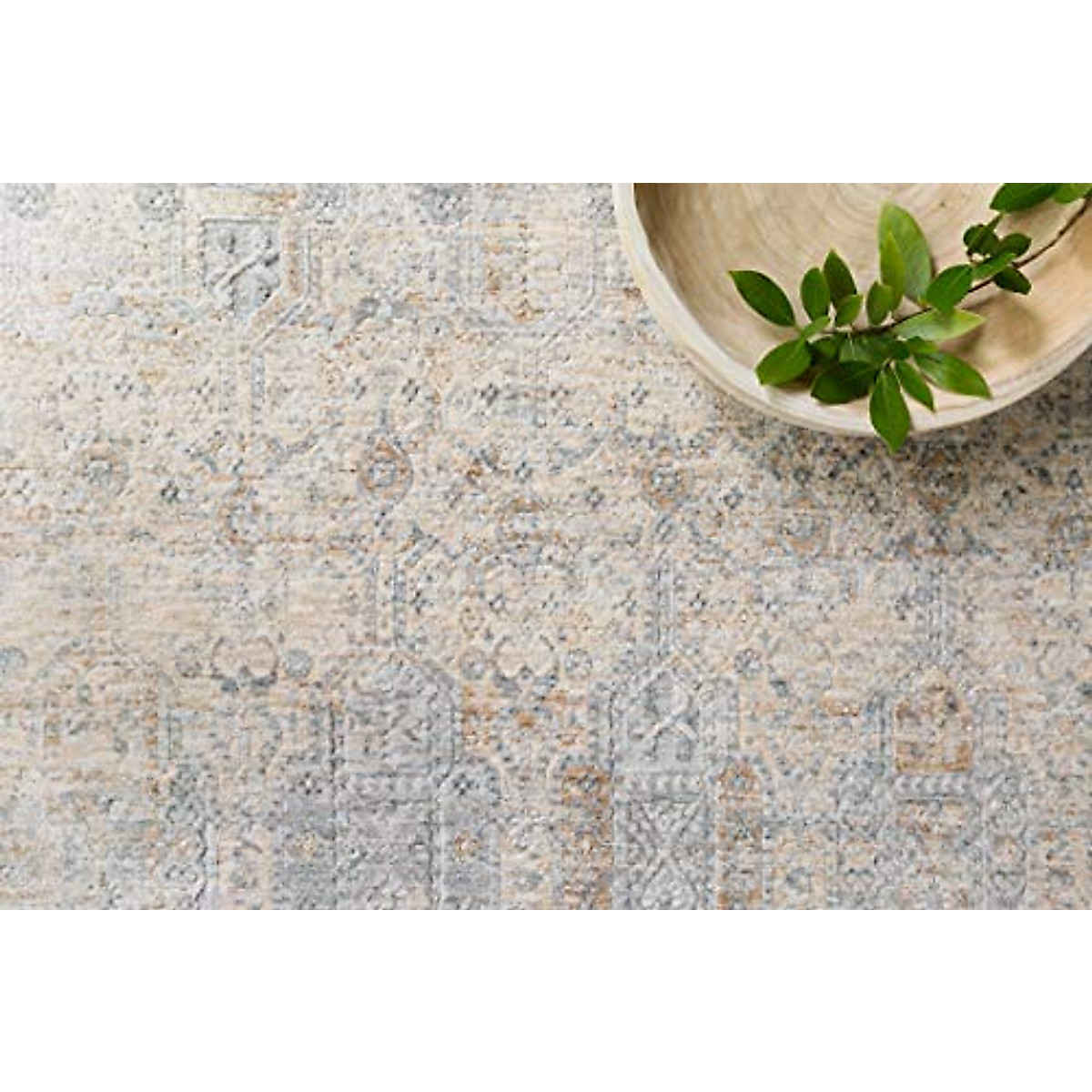 Loloi Pandora Collection Distressed Persian Vintage Area Rug, 2'0" x 3'4", Ivory/Mist