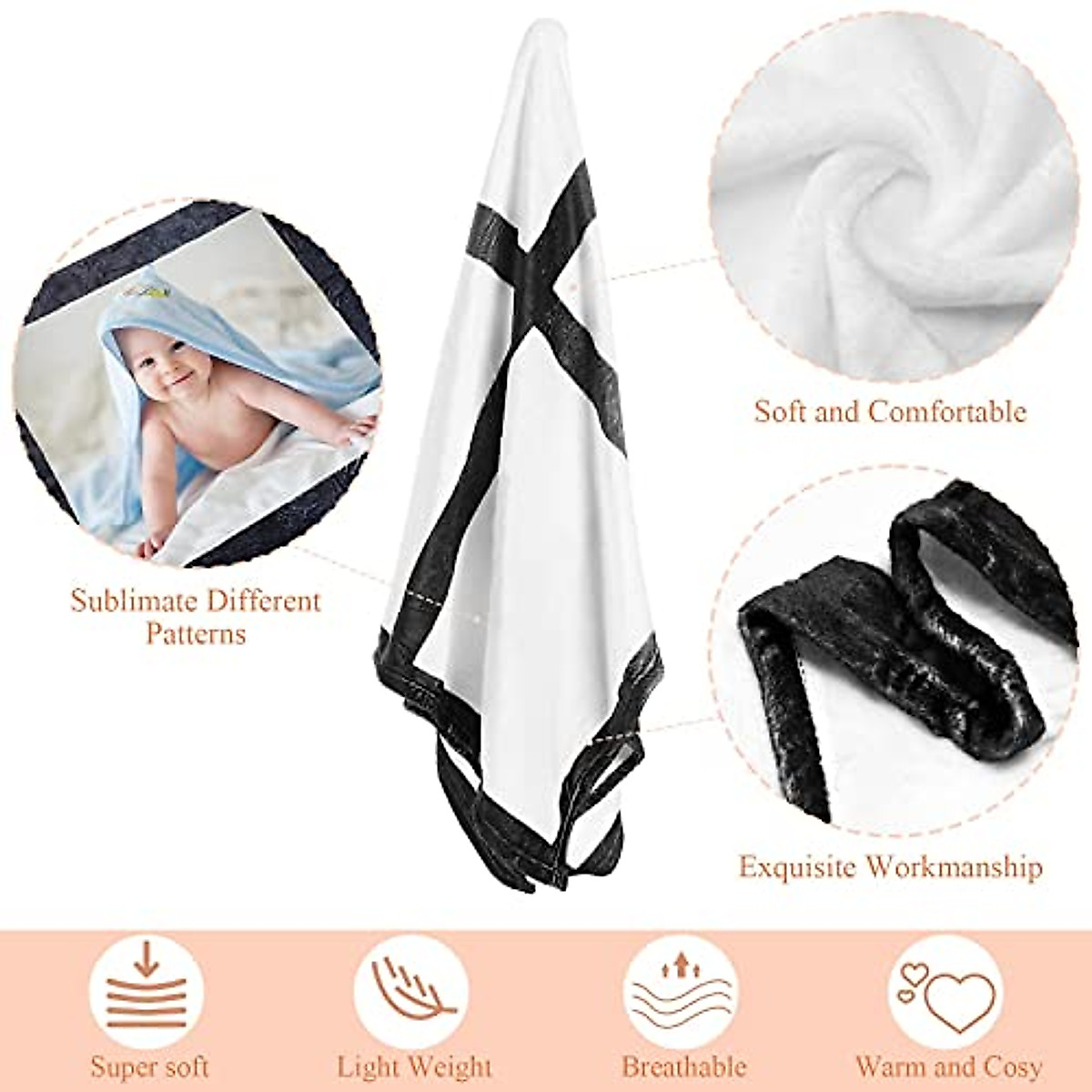 Peryiter Sublimation Flannel Throw Blanket and 2 Pieces Blank Pillow Cases 60 x 50 Inches Personalized Custom Photo Blanket with 9 Printable Panels Soft Blanket Pillow Covers for Home Supplies