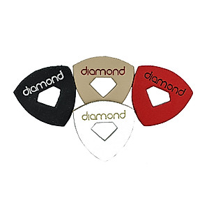 Leather Ukulele Picks with Diamond-Shaped Cutout Hole for Enhanced Grip Never Drop your Pick while Playing also works as a Guitar Pick or Bass Pick 100% Genuine Leather 4-Pack