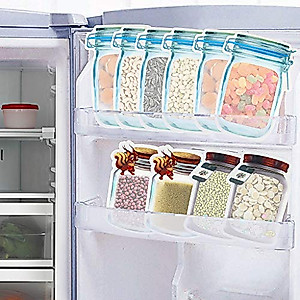 KELYDI Reusable Ziplock Bags, 10 Packs Mason Jar Zipper Bags Portable Leak-proof Plastic Food Storage Pouch Bag for Snack Sandwich Nuts Biscuits Travel Picnic Camping