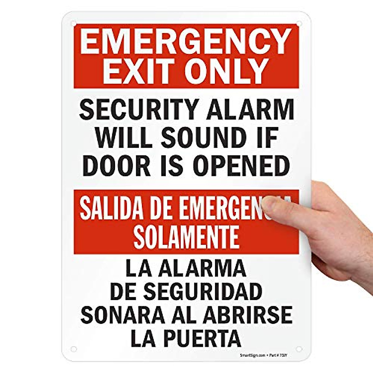 Safety Technology International, Inc. STI-6402 105 dB Exit Stopper® Multifunction Door Alarm & SmartSign "Emergency Exit Only - Security Alarm Will Sound If Door Is Opened" Bilingual Sign | 10" x 14"