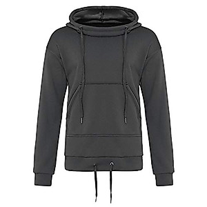 Thenlian Men's Casual Pure Color Turtleneck Pullover Hoodie Long Sleeve Sweatershirt Tops(M, Gray)