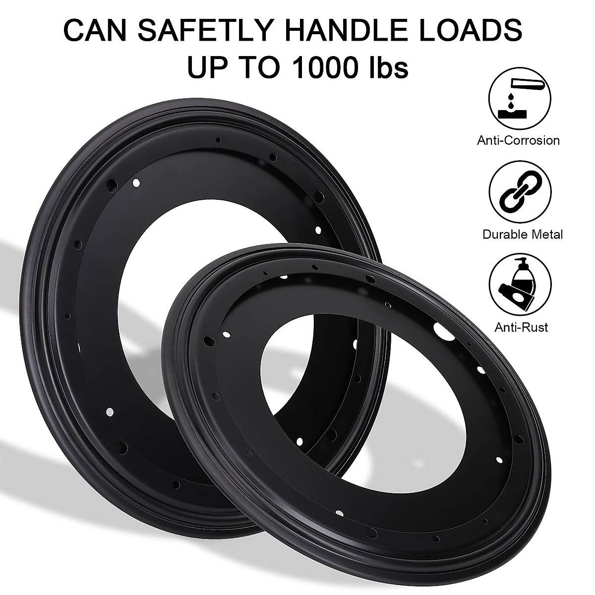 CEE 2Pack 12inch Round Lazy Susan Turntable Bearing Plate 516” Thick Lazy Susan Hardware, Rotating Swivel Plate with 1000 lb Load Capacity, Lazy Susan Turntable Base for Serving Tray, Table, Kitchen