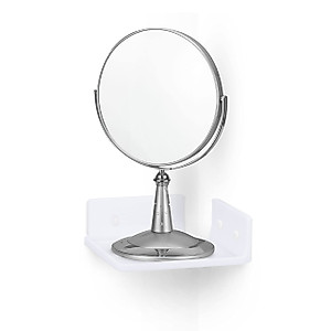 6.5" Corner Shelf Mount for Speakers, Cameras, Baby Monitors, Plants, Books Electronics, Collectibles & More, Adhesive & Screw in Floating Shelves (White) by Brainwavz