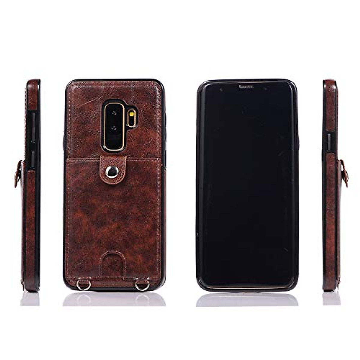 Jaorty PU Leather Wallet Case for Samsung Galaxy S9 Plus Necklace Lanyard Case Cover with Card Holder Adjustable Detachable Anti-Lost Neck Strap Case for Samsung Galaxy S9 Plus,Blue