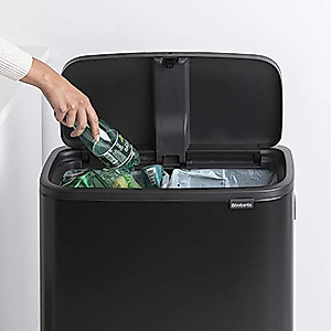 Brabantia Bo Touch Bin Hi - 2 x 30 Litre Inner Buckets (Matt Black) Waste/Recycling Kitchen Bin