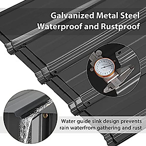 Verano Garden 5'x3' Outdoor Storage Shed, Galvanized Metal Steel Garden Shed W/Lockable Door, Small Waterproof Storage Shed for Backyard, Patio, Lawn (5' x 3',Black)