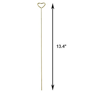 Tinsow 30 Pcs Metal Floral Place Card Holder, 13.4 Inch Heart Shape Flower Picks Clip for Floral Arrangement, Golden Gift Card Holder for Wedding and Party (Hearts)