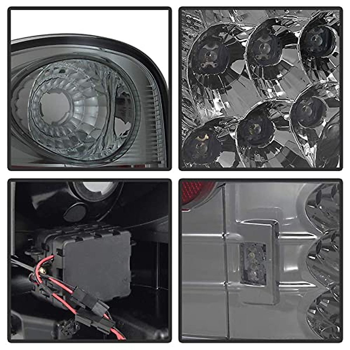 ACANII - For 1997-2003 Ford F150 Pickup Flareside Smoked Lens LED Tail Lights Brake Lamps Replacement Driver & Passenger