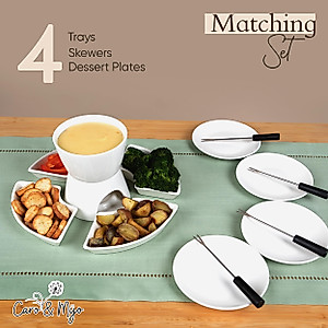 Fondue Pot Set – Family Friendly & Interactive Fondue Set w/Tea Light Heat Source - Quality Ceramic Pot for Any Dinner or Party Theme - Ideal Gift for Couples & Wedding Registry Must Haves