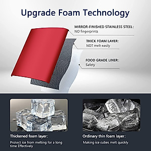 Joy Pebble Ice Maker Countertop with Handle, Self-Cleaning Portable Ice Machine with Basket and Scoop, 9 Cubes in 6 Mins, 26Lbs/24H Handheld Ice Maker for Home/Kitchen/Office/Party (Red)