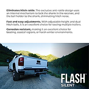 Fastway Flash STBM DT-STBM6625 Adjustable Silent Tow Ball Mount with 6 Inch Drop, 2.5 Inch Shank, and Chrome Plated Balls