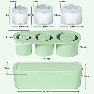 QUTIFE Ice Cube Tray for Stanley Cup Tumblers 30-40oz, Silicone Ice Cube Molds with Lid and Bin, Easy Release Ice Maker for Chilling Cocktails, Coffee, Drinks, BPA Free(Green)