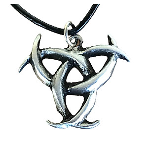Trilogy Jewelry Pewter Triple Moon Goddess Pagan Pendant on Leather Necklace