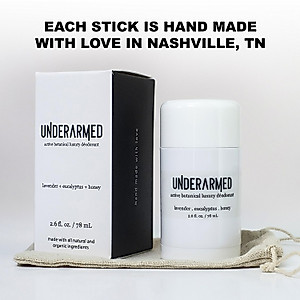 Underarmed Natural Lavender + Eucalyptus Aluminum-Free Deodorant, Organic Coconut + Essential Oils, Baking Soda, Raw Honey & Mineral Salt | All-Natural Non-GMO Vegan Formula For Women & Men