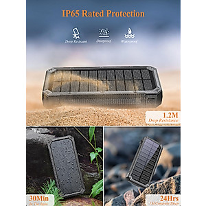 Abnoys Power-Bank-Solar-Charger - 30000mAh Solar Power Bank, PD 20W Fast Charger,Drop-Proof Waterproof Dustproof Built-in LED Flashlight for iPhone, Tablet, Samsung and More USB Device (Black)