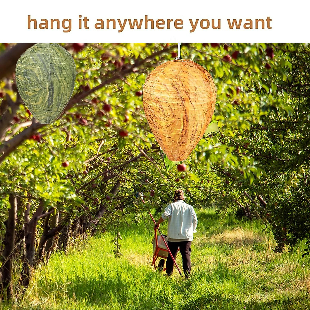 4 Pcs Wasp Nest Decoy Wasp for Outdoor Hanging, Home and Garden(2pcsYellow，1 Green, 1 Light Brown)