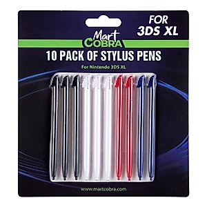 Mart Cobra Nintendo 3DS XL Stylus 10 Pack - 10 Colorful Small Stylist Pencils - Stylus Pencil Compatible with Original 3DS XL Games and Console - Accessories Replacement Pen
