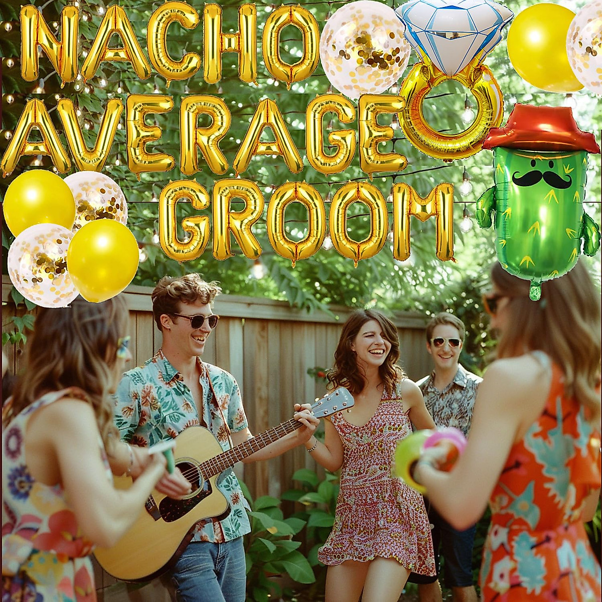 Nacho Average Groom Mexican Themed Bachelor Engagement Wedding Party Decorations, Cinco De Mayo Bachelor Party Decorations, Fiesta Themed Groom Men Funny Cactus Taco Bout Love Bridal Shower Balloons