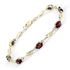 Galaxy Gold GG 3.39 CTW 14k Solid Gold Tennis Bracelet Garnet Diamond