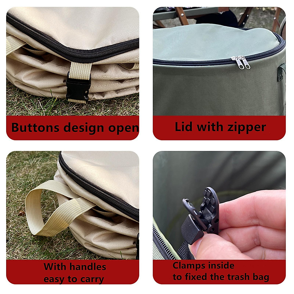 ANTING PRODUCTS Camping Pop up Trash Can, Camping Trash Can Collapsible,Pop up Trash Can with Lid,Collapsible Garbage Can for Camping,Outdoor Travel (Color C)